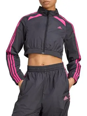 Adidas Originals By Alexander Wang Team Geist Crop Jacket - Black/semi Lucid Fuchsia