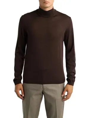 JACK VICTOR Mock Neck Wool & Silk Sweater - Brown