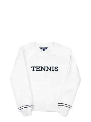 AME & LULU Play All Relaxed Sweatshirt - White/navy Tennis