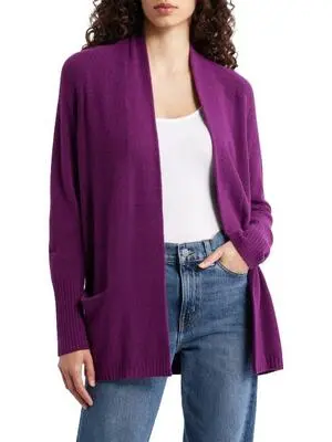Caslon Open Front Cardigan - Purple Dark