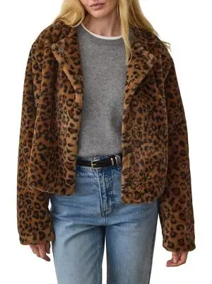 Marine Layer Tessa Faux Fur Jacket - Leopard