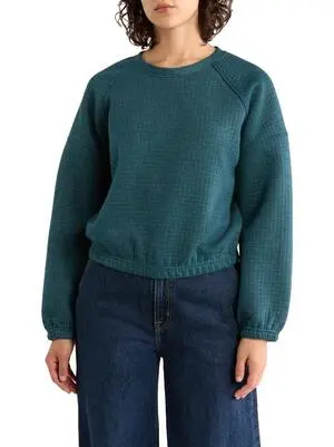 Marine Layer Corbet Quilted Crewneck Sweatshirt - Dark Teal Heather