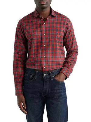 Polo Ralph Lauren Classic Fit Plaid Cotton Twill Button-up Shirt - Red Navy Multi