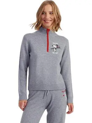 Chinti & Parker Wool-cashmere Snoopy Ski Zip Sweater - Grey Melange