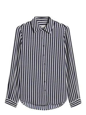 Anne Klein Striped Button-up Shirt - Distant Mountain/white Dove