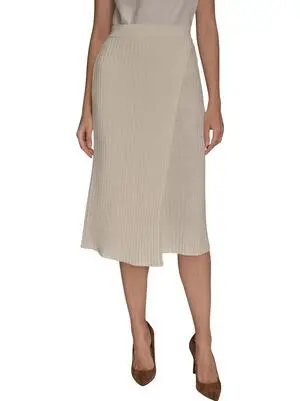 Donna Karan New York Wrap Rib Midi Sweater Skirt - Ivory