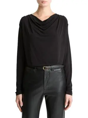 Vince Cowl Neck Knit Top Black