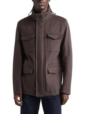 Herno Water-resistant Wool-cashmere Field Jacket - Chocolate
