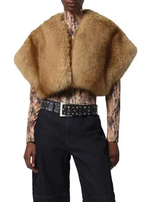 Apparis Devin Faux Mink Fur Shrug - Blonde Mink