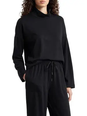 Caslon Drop Shoulder Turtleneck Sweatshirt - Black