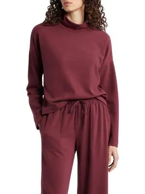 Caslon Drop Shoulder Turtleneck Sweatshirt - Burgundy Tannin