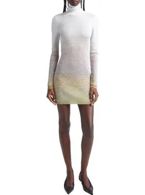 MISSONI Ombré Stripe Turtleneck Mini Sweater Dress