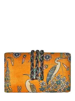 SIMITRI Printed Braid Clutch Orange Paradise Bird