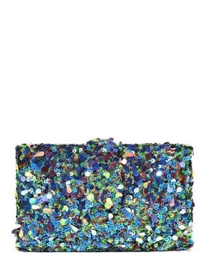 SIMITRI Sequin Embellished Clutch With Chain Strap - Peacock Blue