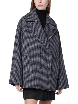 Calvin Klein Houndstooth Double-breasted Coat - Grey
