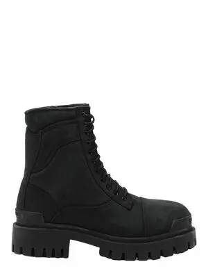 Balenciaga Combat Strike Cotton-canvas Boots - Black