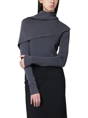 ENTIRE STUDIOS Turtleneck Sweater With Cape Detail - Grey