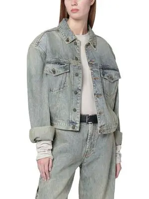 ENTIRE STUDIOS Washed Denim Trucker Jacket - Grey