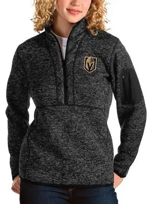 ANTIGUA Vegas Golden Knights Fortune Half-zip Sweatshirt - Heather Black