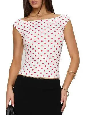 Princess Polly Cheirosa Boat Neck Top - White/red