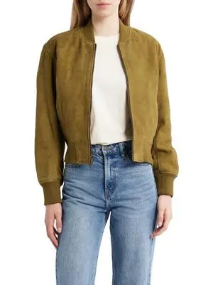 SCHOTT Suede Bomber Jacket - Olive