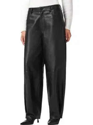 ALLSAINTS Jett Barrel Leg Leather Pants - Black