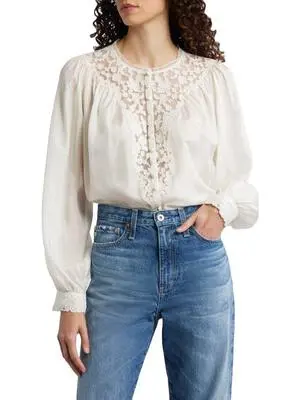 LoveShackFancy Carine Silk Blouse - Ivory