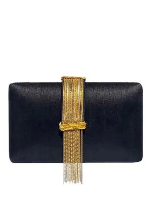 SIMITRI Fringe Clutch - Noir
