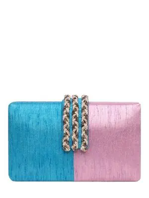 SIMITRI Braided Fringe Color Block Clutch - Cotton Candy
