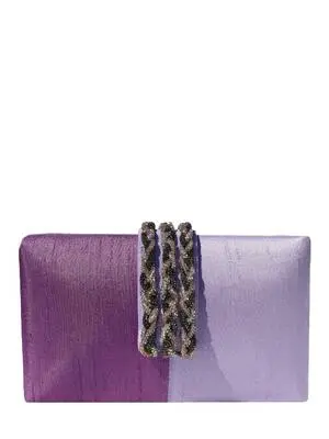 SIMITRI Braided Fringe Color Block Clutch - Iris
