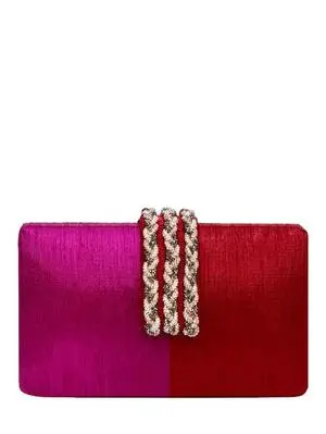 SIMITRI Braided Fringe Color Block Clutch - Royal