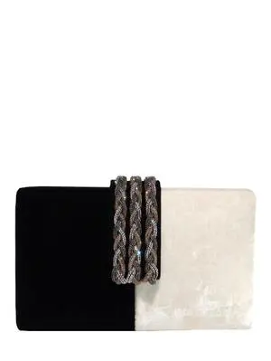 SIMITRI Braided Fringe Color Block Clutch Tuxedo
