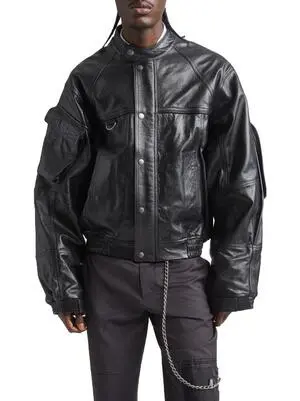 Martine Rose Bumbag Leather Jacket - Black