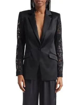 Ramy Brook Lace Trim Blazer - Black