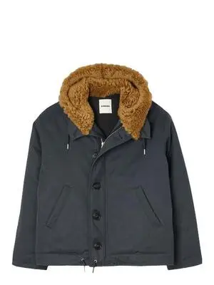 Sandro Hooded Cotton Parka - Chambray