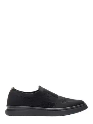 A. VEER Drift Knit Slip-On Sneakers Black Leather