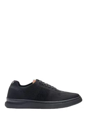 A. VEER Stride Knit Lace-up Sneakers - Black Leather