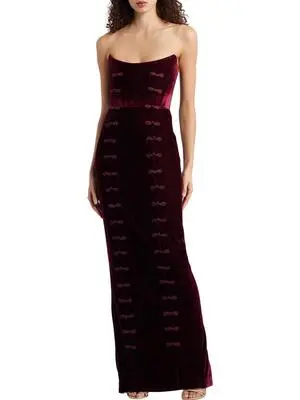 SAU LEE Vesper Strapless Velvet Gown - Bordeaux