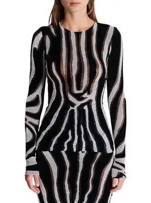 Balmain Zebra-print Velvet Bodycon Top - Black