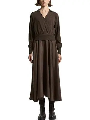 Peserico Knitted Double Material Dress - Ebony Brow