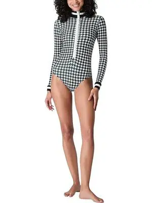 WATSKIN Lilia Houndstooth Bodysuit