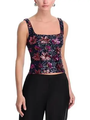 AQUA Sequin Floral Top