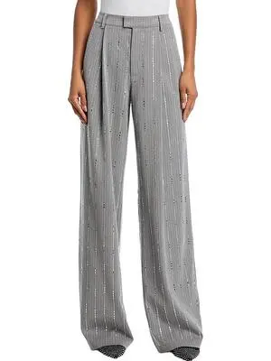 Aqua X Salvatorre Rizza Crystal Pinstripe Pants - Gray
