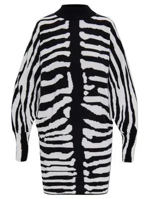 Balmain Zebra Motif Wool And Cashmere Dress - Black