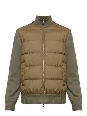 Moncler Cardigan With Down Insert - Green
