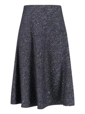 Tagliatore Wool Midi Flared Skirt - Gray