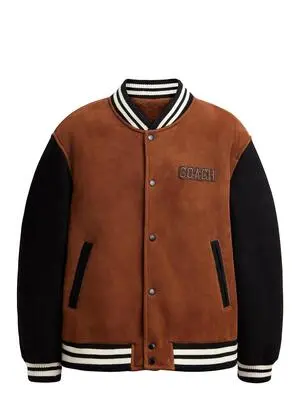 COACH Shearling Varsity Jacket - Brown