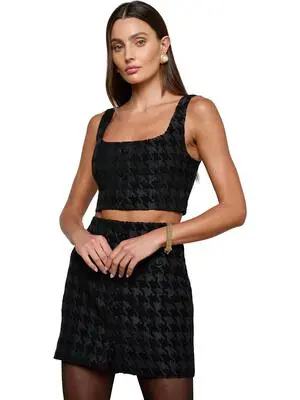 L'Agence Maylin Houndstooth Bralette Top - Black