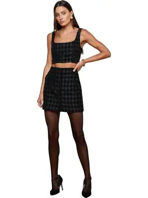 L'Agence Mireya Houndstooth Mini Skirt - Black
