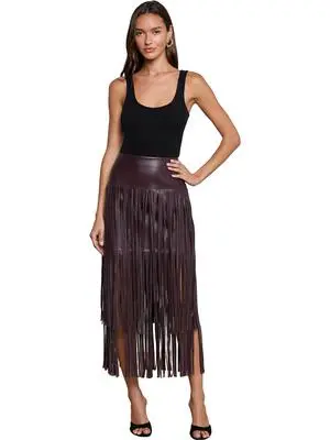 L'Agence Karolina Fringe Mini Skirt - Dark Malbec